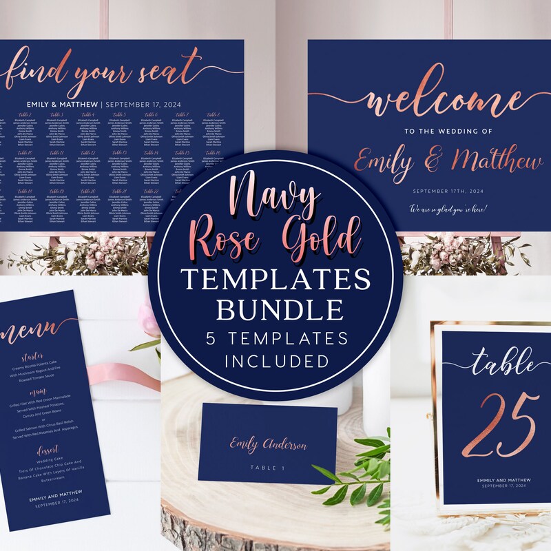 Navy and Rose Gold Wedding - Etsy