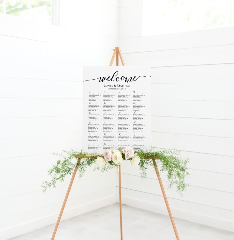 Table Plan Alphabetical Seating Chart Template Modern and - Etsy
