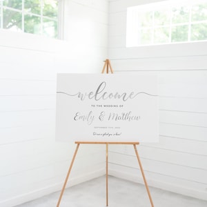 Wedding Welcome Sign, Silver Welcome Sign Template, Silver Wedding Sign ...