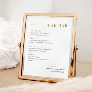 Bar Menu Sign, Gold Bar Menu, Gold Menu Sign, Drinks Menu Template ...