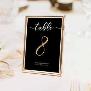Gold Table Numbers, Black and Gold Wedding Sign, Wedding Table Number ...