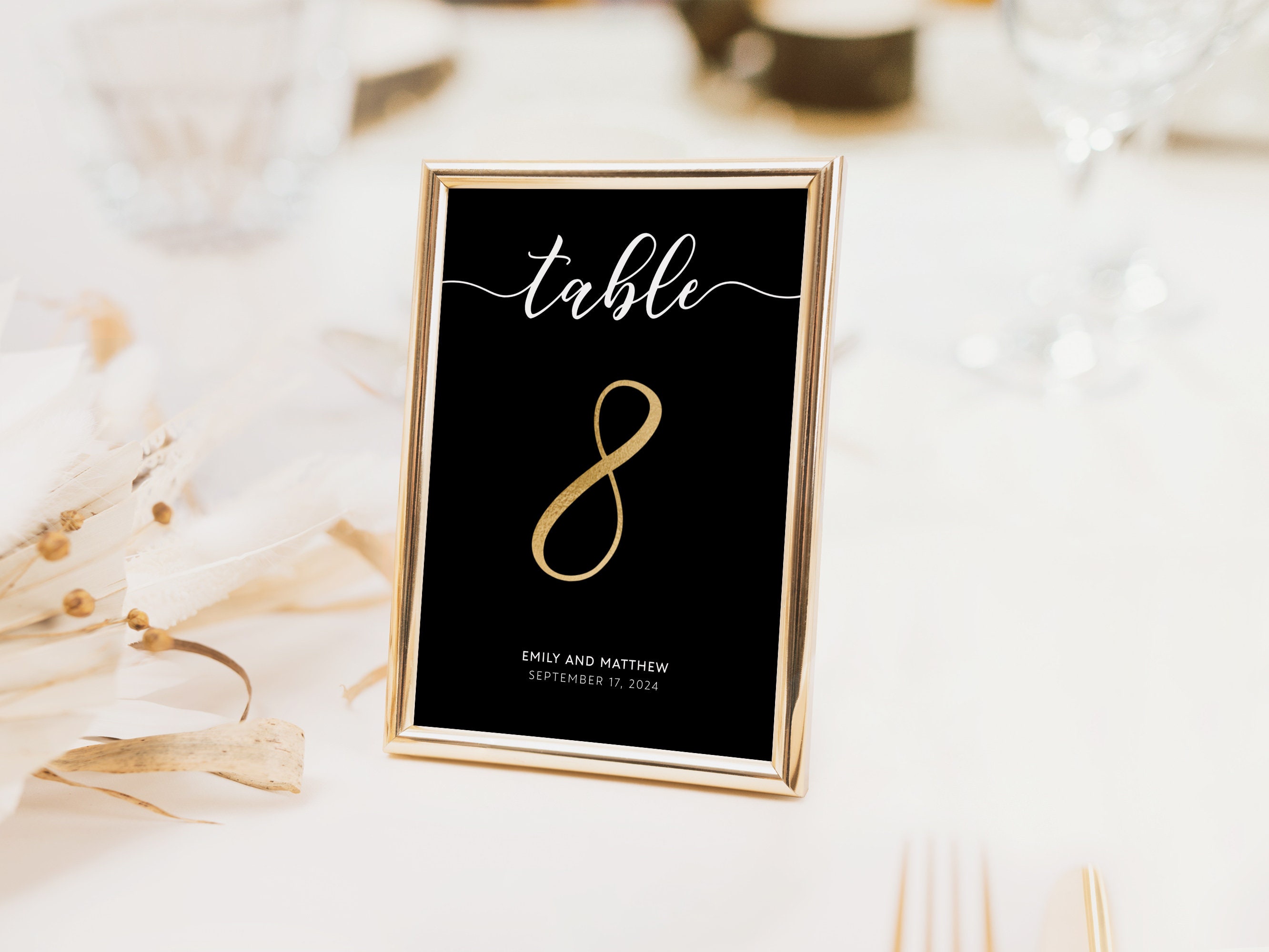 Gold Table Numbers Black and Gold Wedding Sign Wedding Table | Etsy