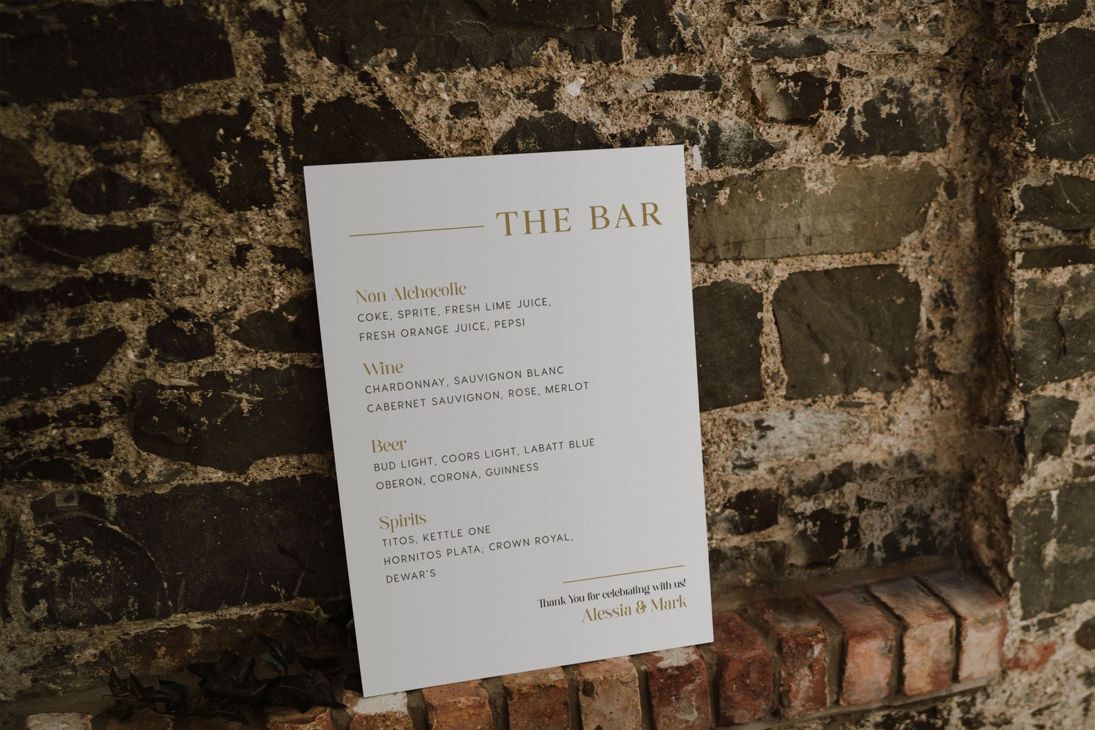Bar Menu Sign Gold Bar Menu Large Bar Menu Sign Drinks Menu - Etsy