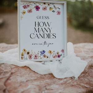 Floral How Many Candies Sign, Baby Shower Guess How Many Candies Game ...