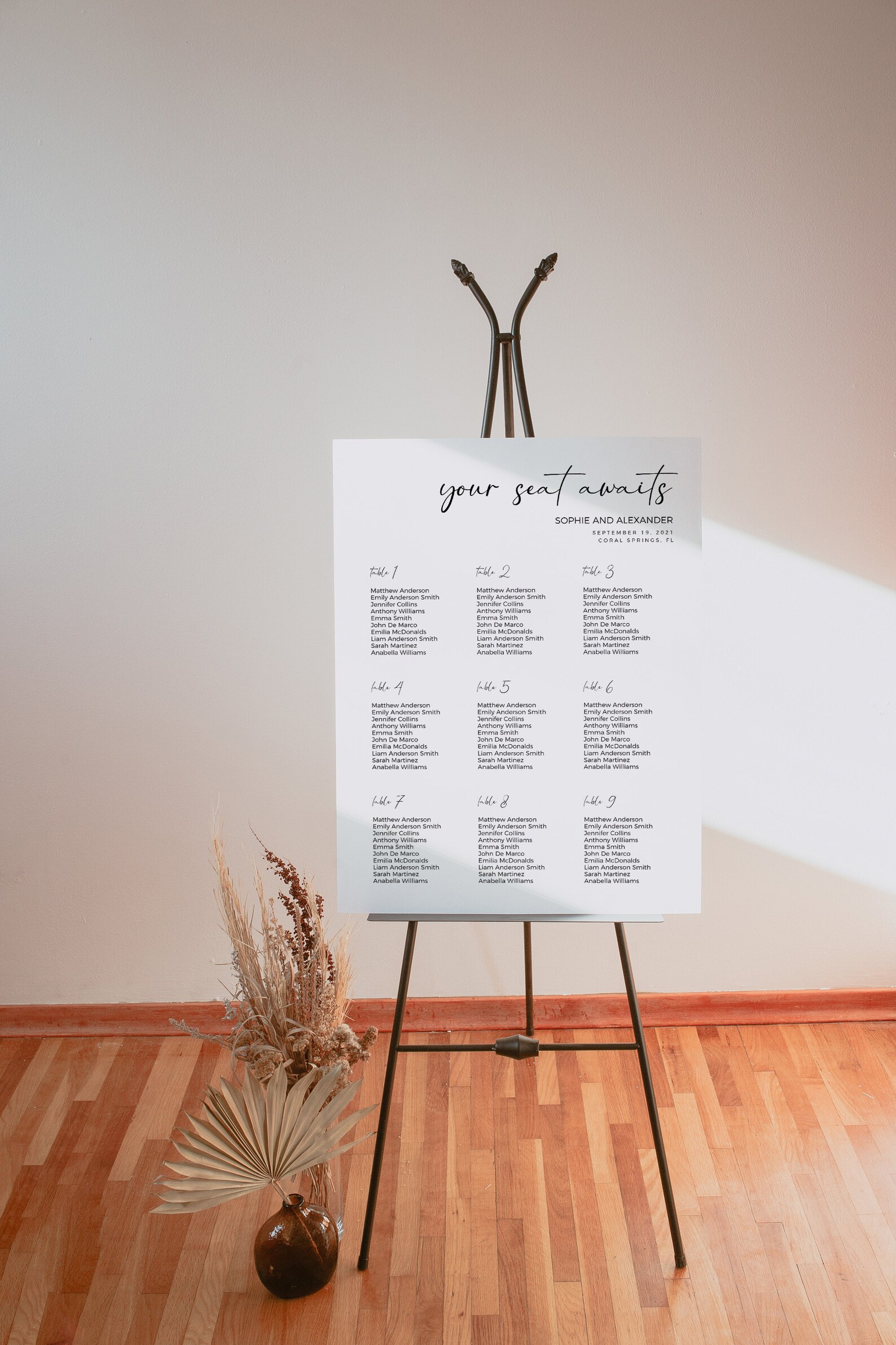 Wedding Seating Chart Boho Seating Chart Vertical Seating | Etsy