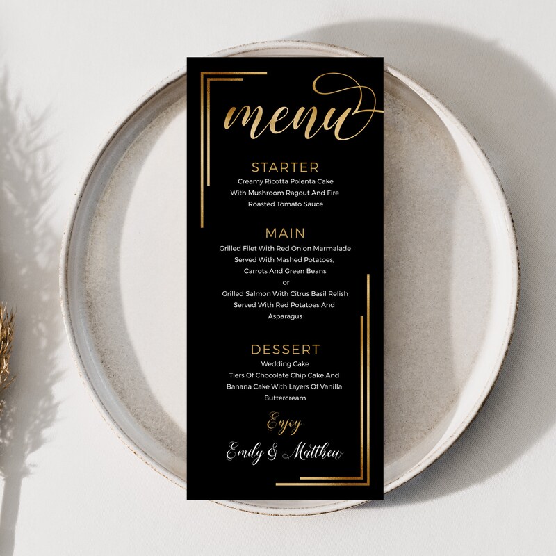 Gold Foil Menu - Etsy