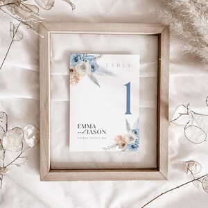 Blue Table Numbers, Table Number Template, Dusty Blue Wedding Table ...