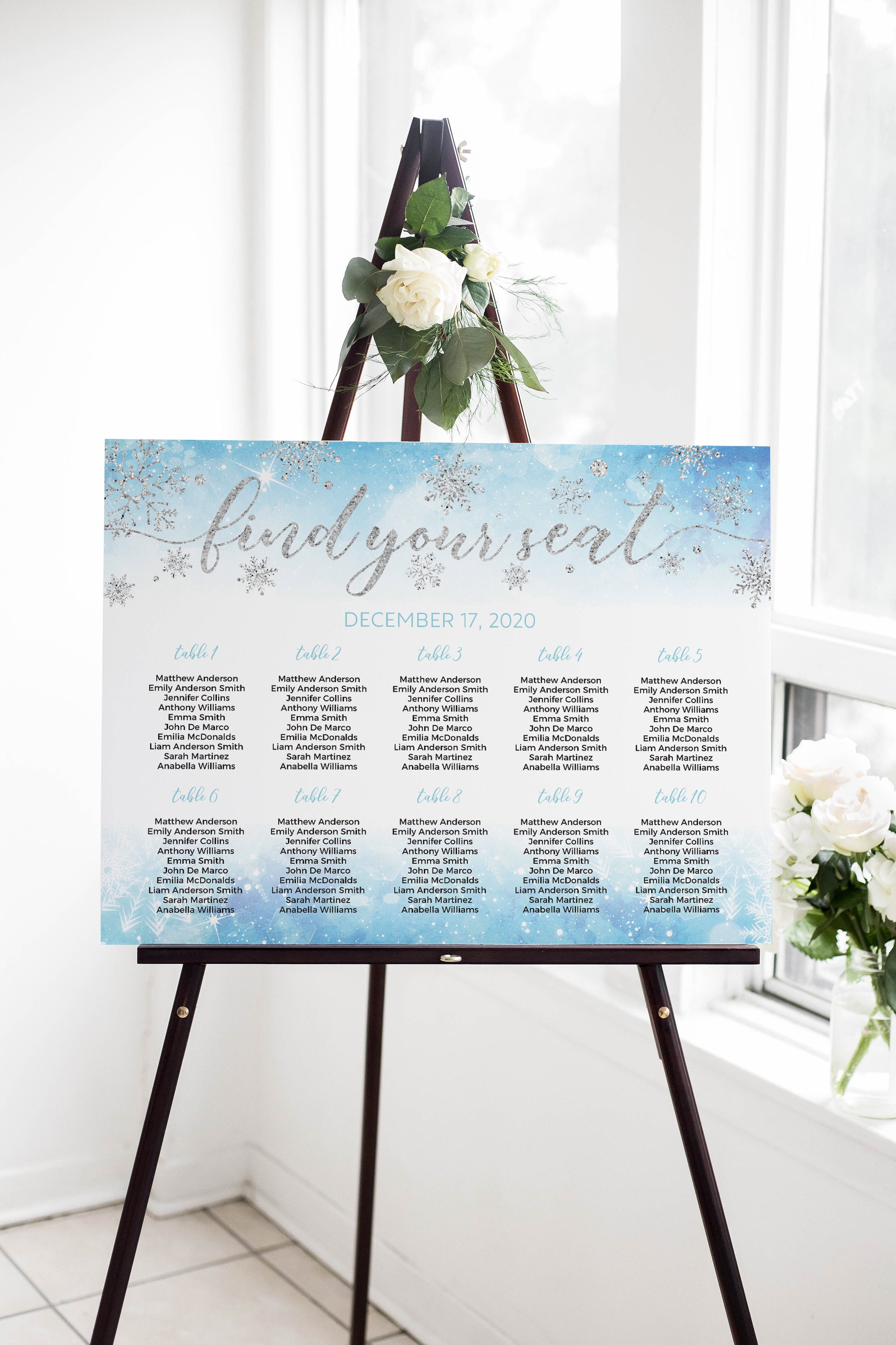 Seating Chart Winter Wonderland Christmas Seating Chart Etsy