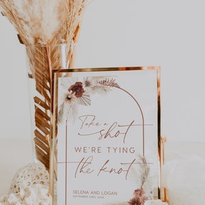 Take a Shot Sign, Wedding Boho Sign, Pampas Grass Wedding Sign ...