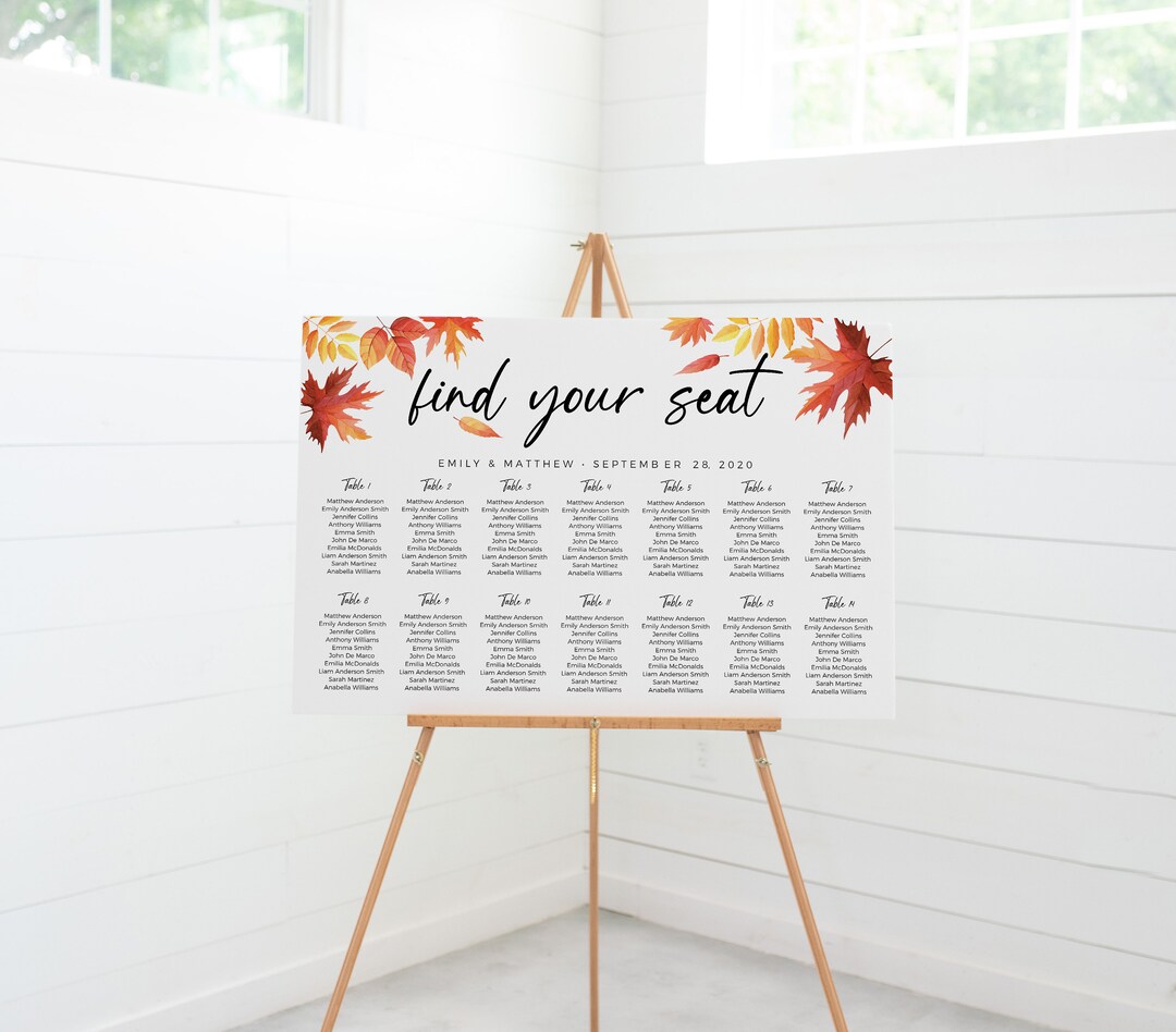 Wedding Seating Chart Fall Wedding Seating Chart Sign - Etsy