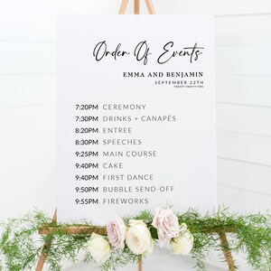 Order of Events Template, Wedding Order of Events, Wedding Timeline ...