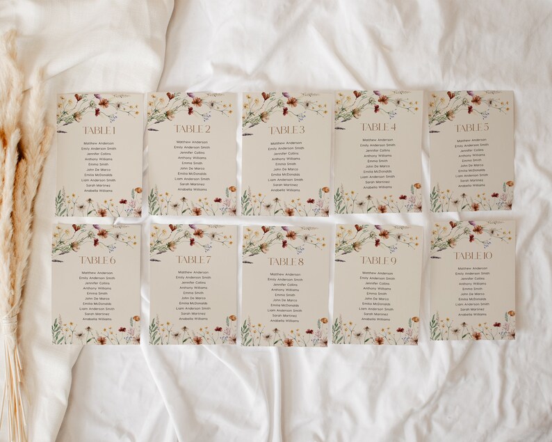 Hanging Seating Cards Floral Seating Chart Seating Cards - Etsy