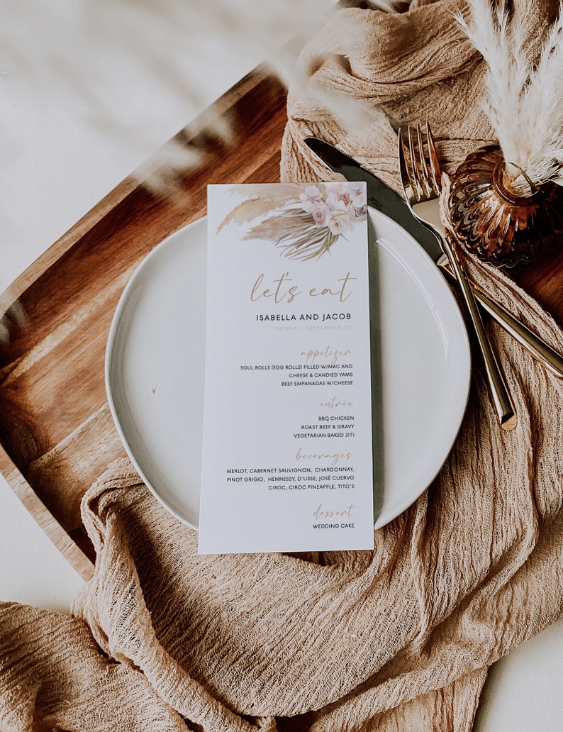 Wedding bundle Pampas Grass templates Seating chart Welcome | Etsy