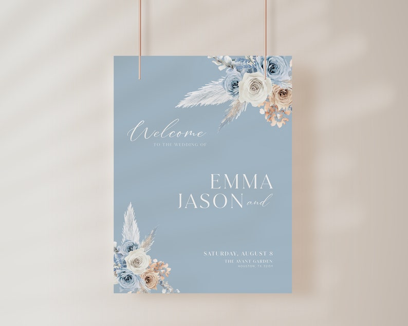 Wedding Welcome Sign Blue Welcome Sign Dusty Blue Wedding - Etsy