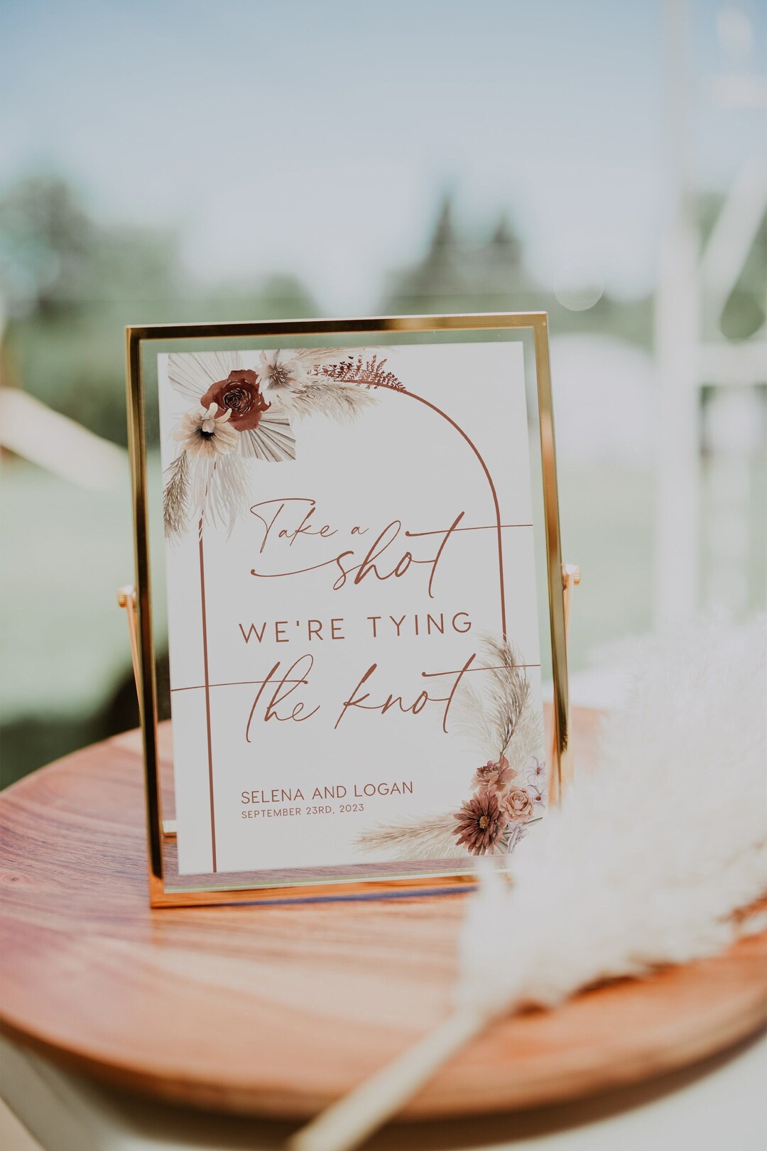 Take a Shot Sign, Wedding Boho Sign, Pampas Grass Wedding Sign ...