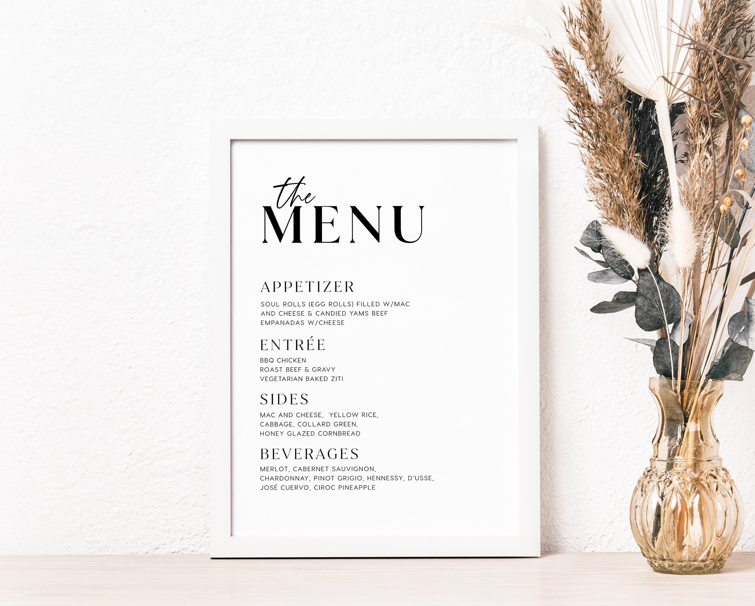 Menu Table Sign Wedding Menu Template Editable Menu - Etsy