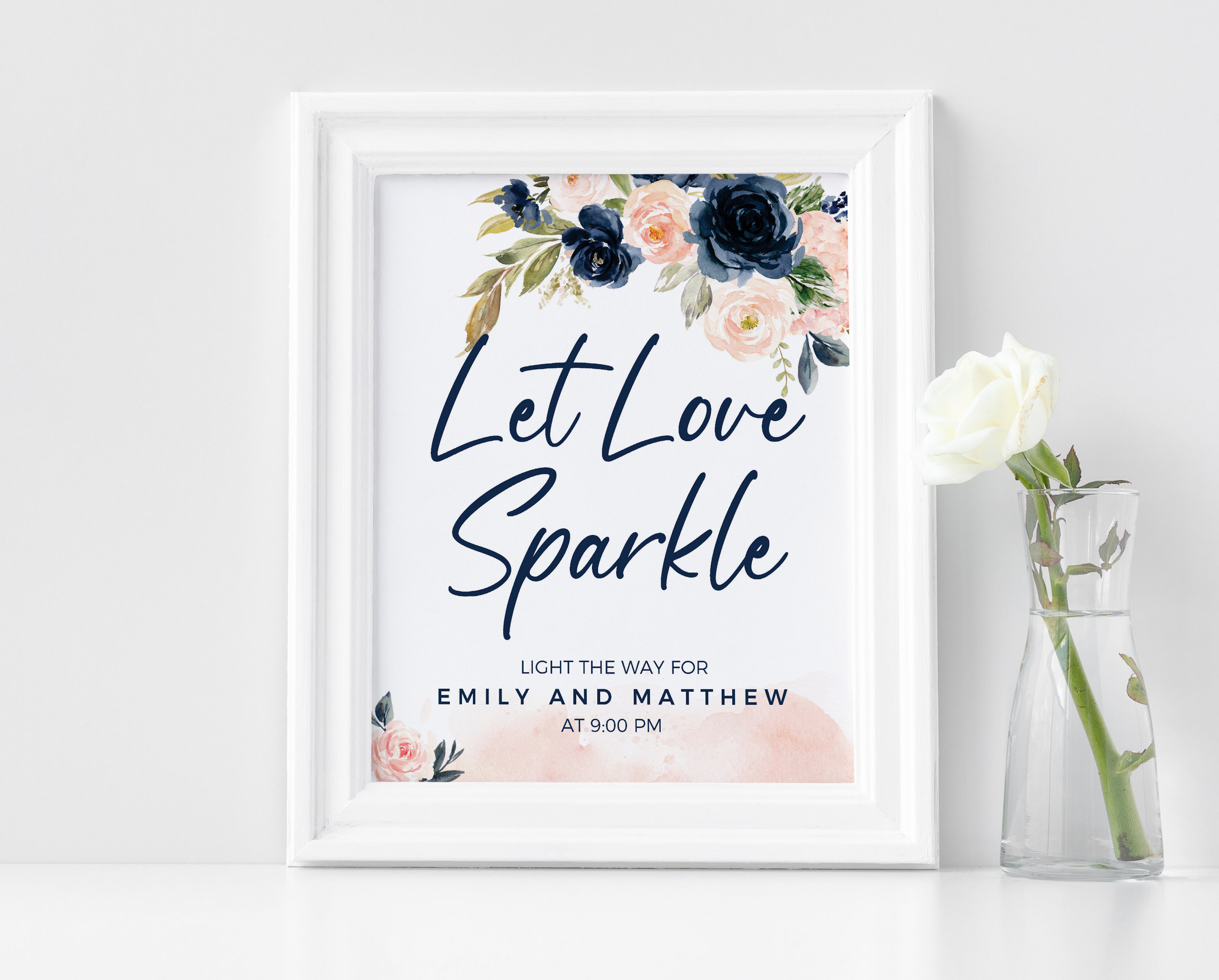 Let Love Sparkle Sign Sparkler Send off Template Navy and - Etsy
