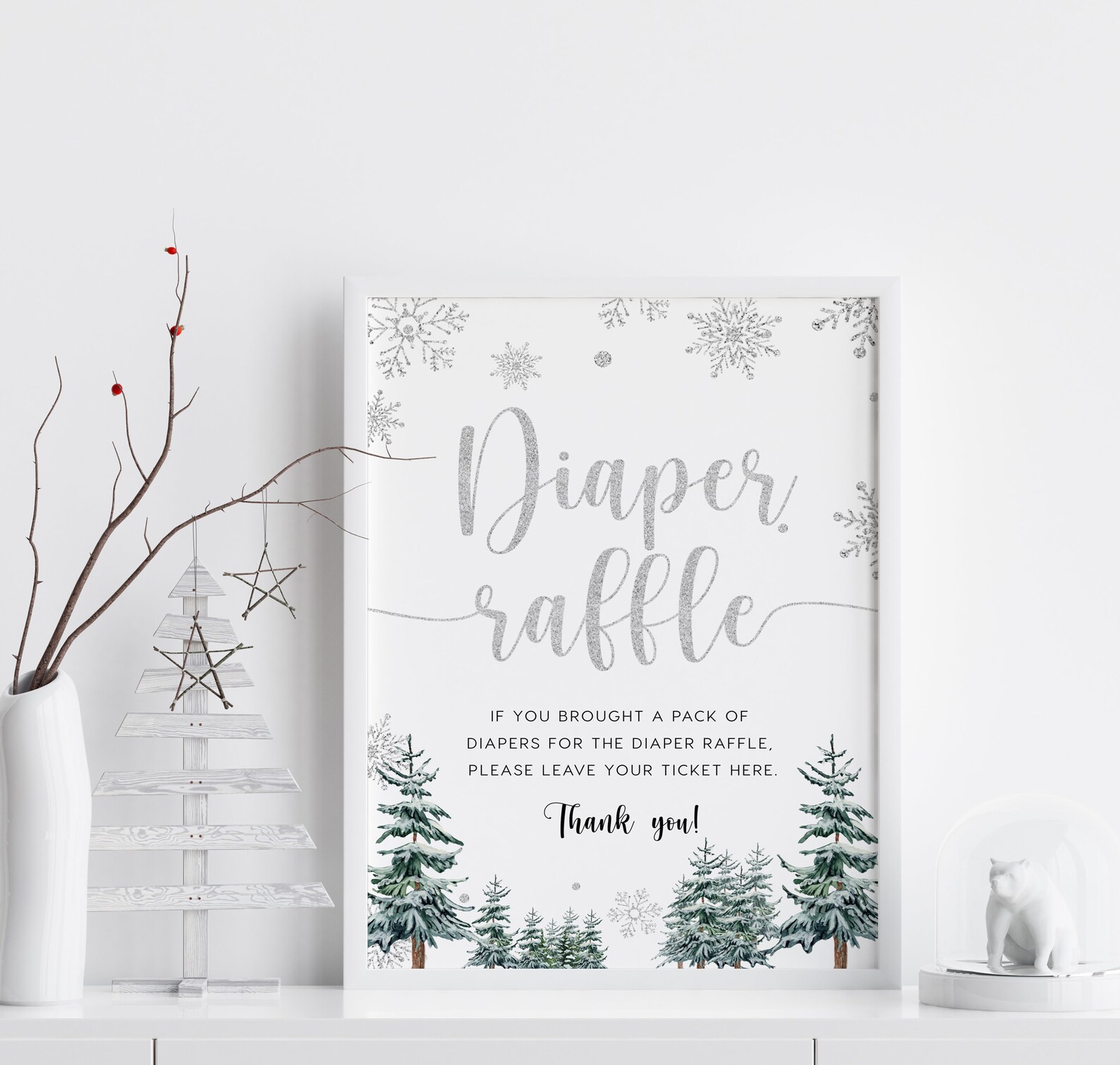 Winter Diaper Raffle Sign Diaper Raffle Baby Shower Bridal - Etsy