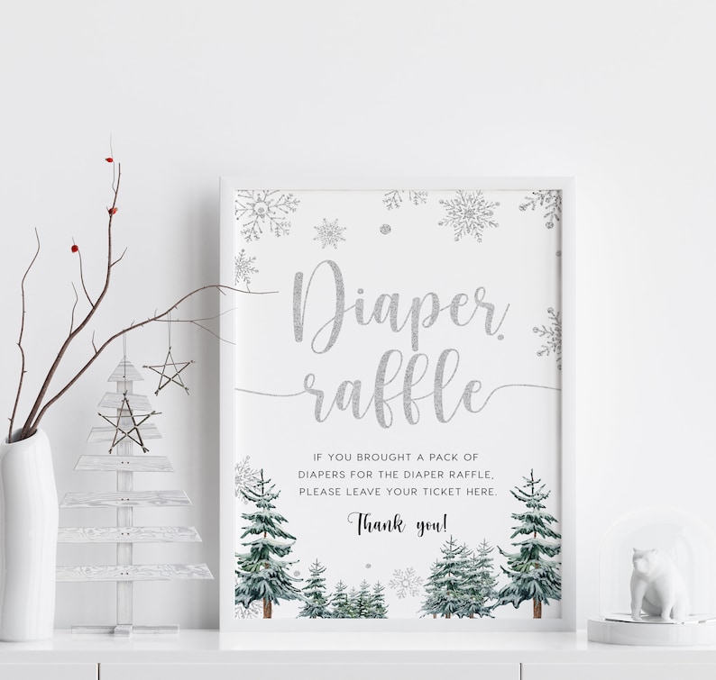 Winter Diaper Raffle Sign Diaper Raffle Baby Shower Bridal - Etsy
