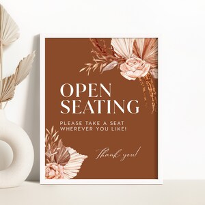 Open Seating Sign, Wedding Seating Sign Template, Pick a Seat Sign ...