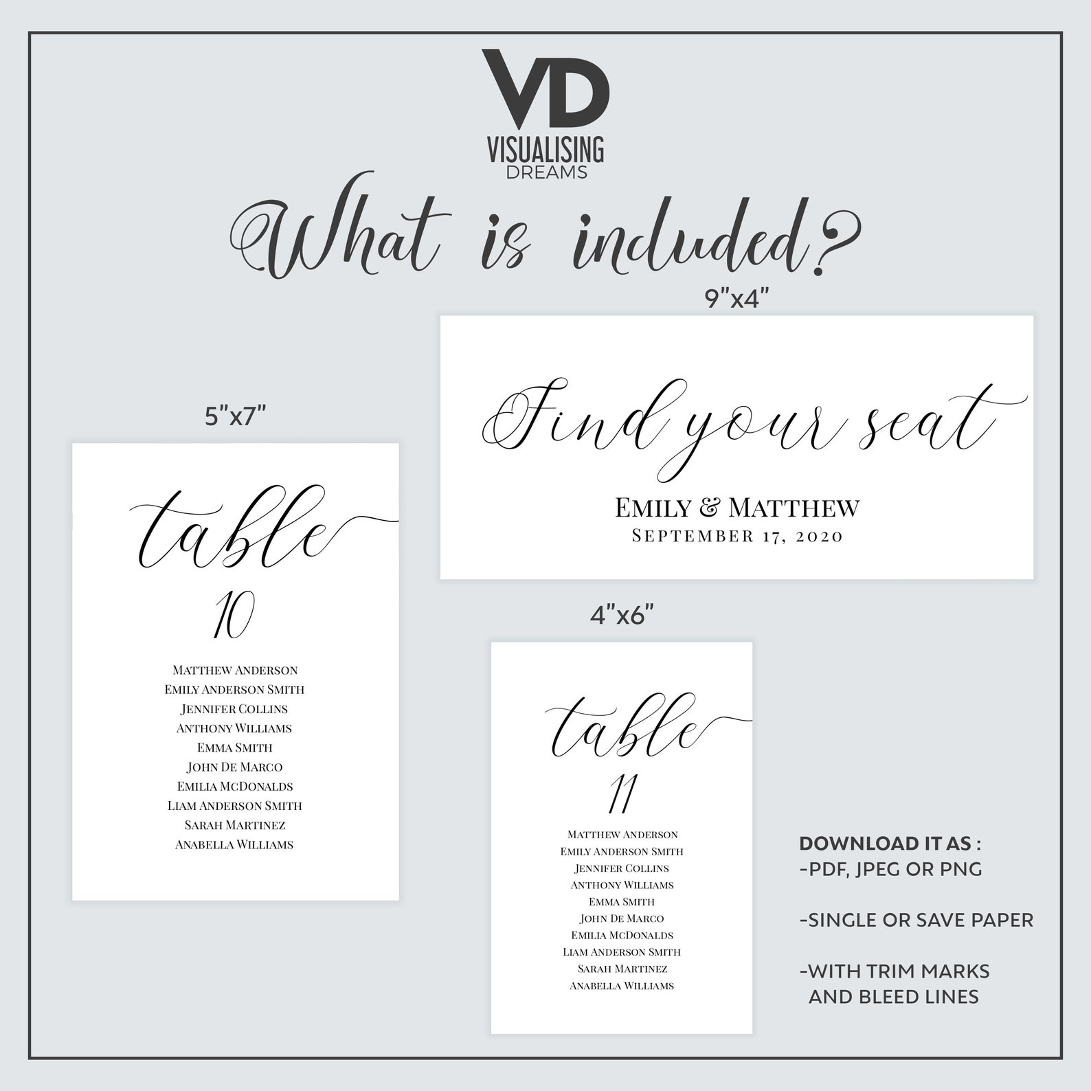 Calligraphy Script Wedding Seating Chart Template Seating - Etsy