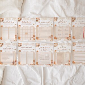 Rainbow Baby Shower Games, 15 Baby Shower Games Bundle, Neutral Boho ...
