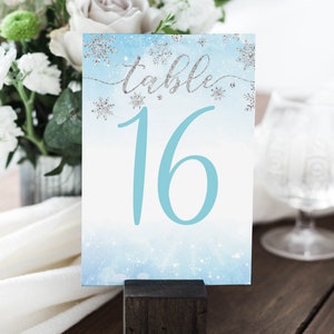 Winter Table Numbers, Winter Wonderland Table Numbers, Silver Table ...