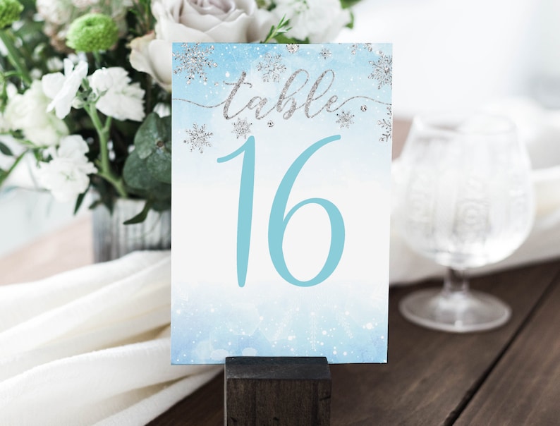 Winter Table Numbers Winter Wonderland Table Numbers Silver - Etsy