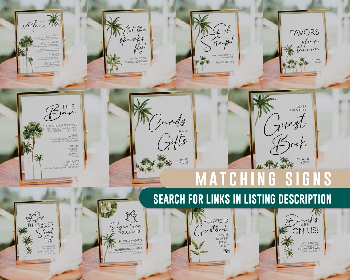 Seating Chart Wedding Tropical Palms Seating Chart Tropical - Etsy