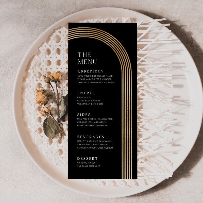 Gold Foil Menu - Etsy