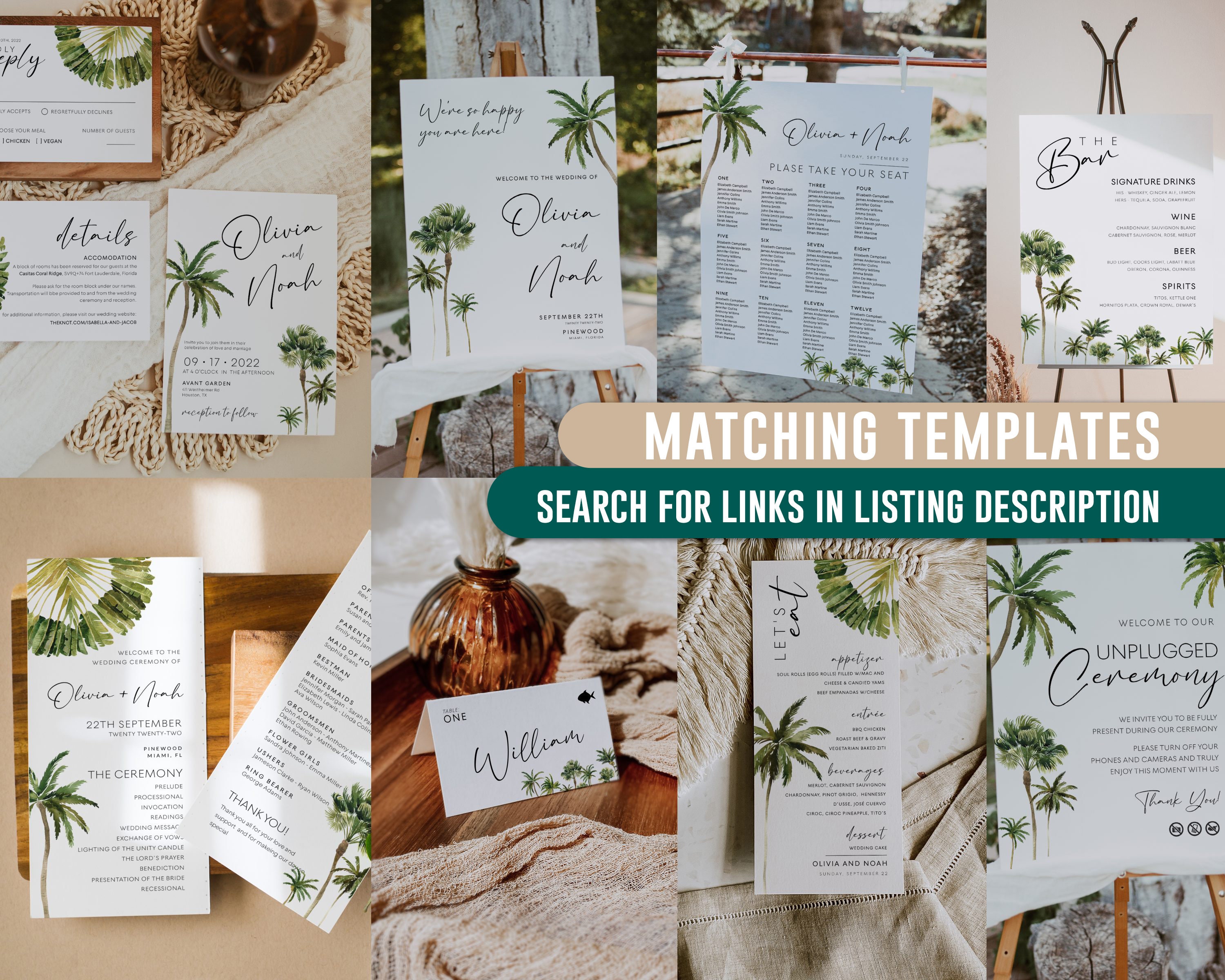 Seating Chart Wedding Tropical Palms Seating Chart Tropical - Etsy