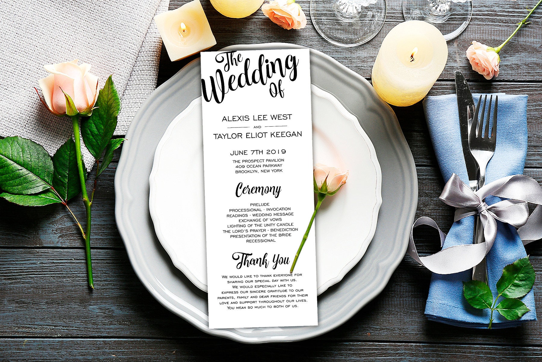 Modern Calligraphy Wedding Program Wedding Ceremony Wedding | Etsy