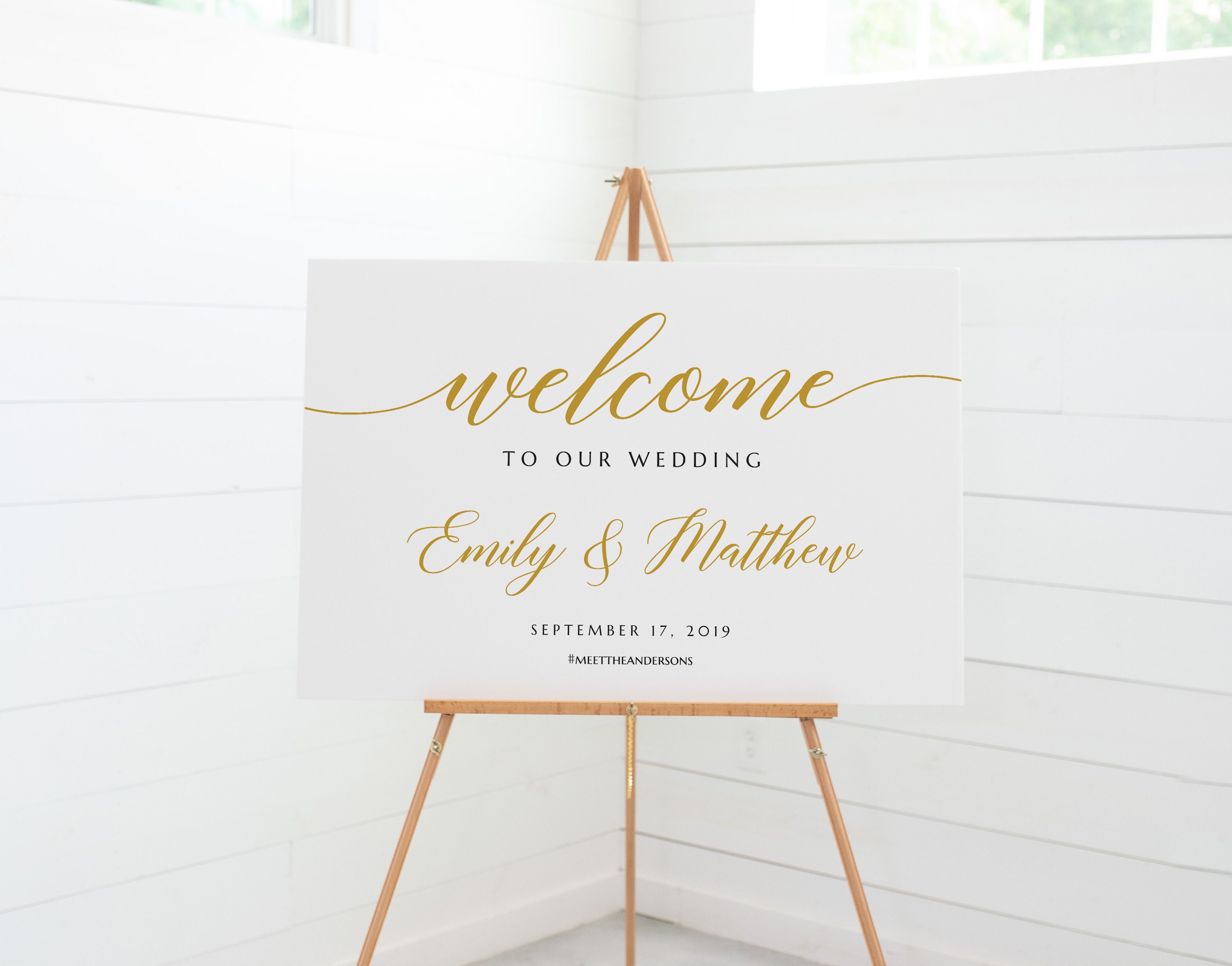 Wedding Welcome sign Gold welcome sign template BSC020GLD | Etsy