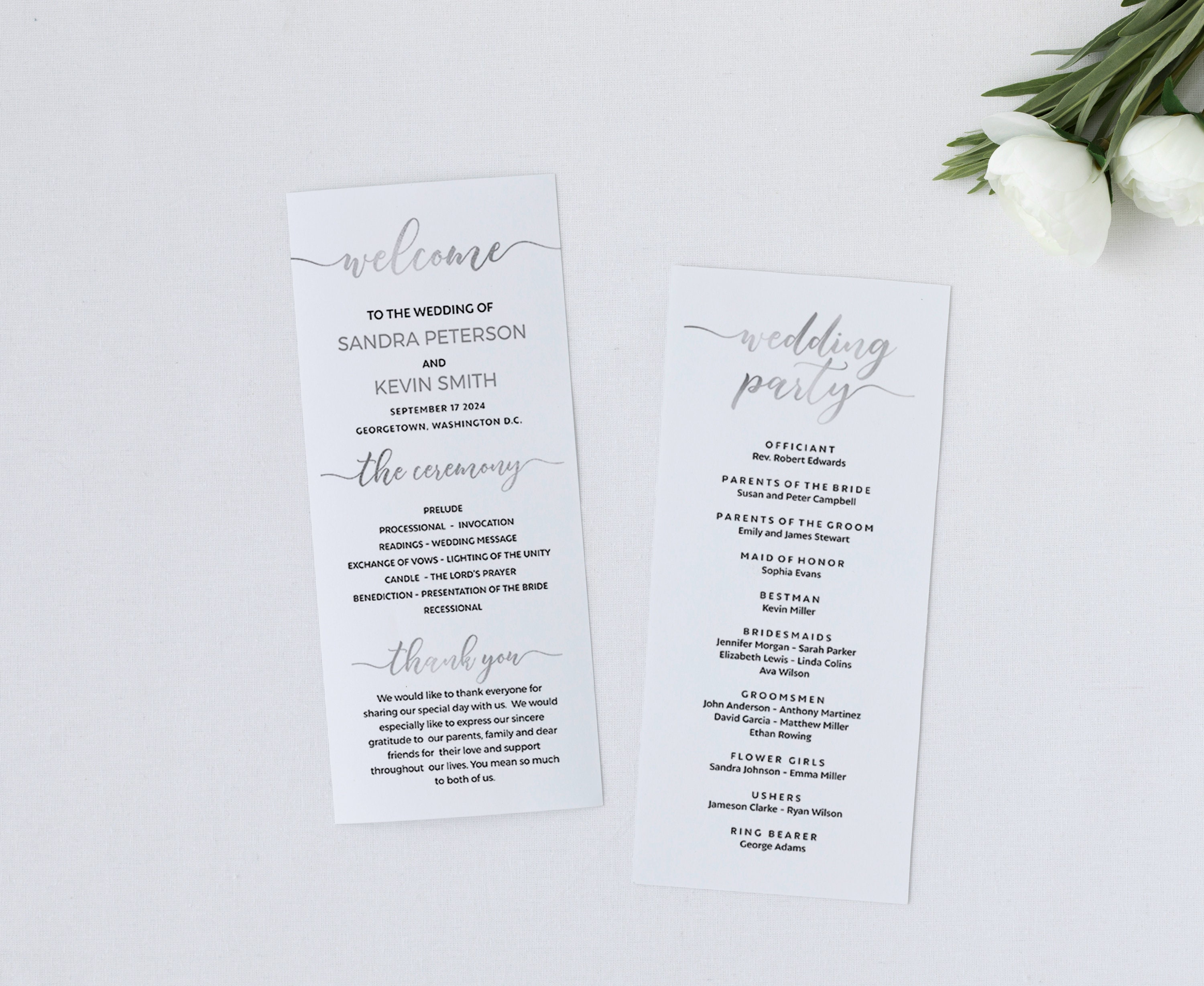 Silver Wedding Program Wedding Program Template Wedding | Etsy