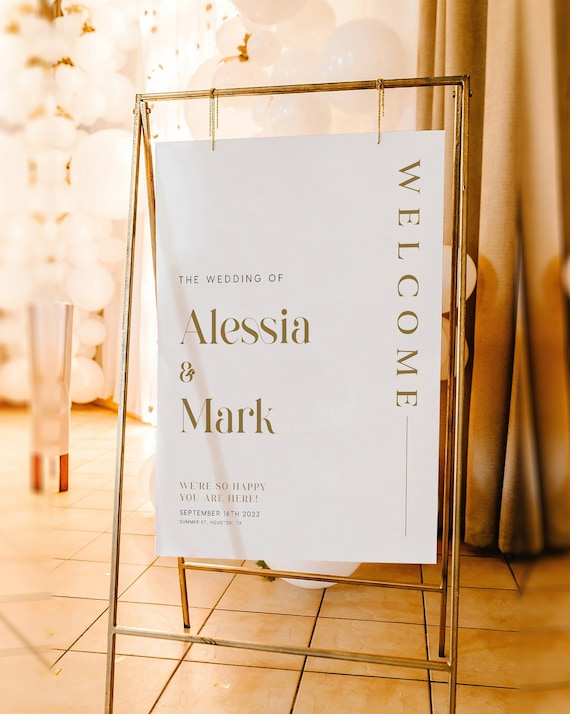 Welcome Sign Wedding Gold Welcome Sign Welcome Sign Template - Etsy