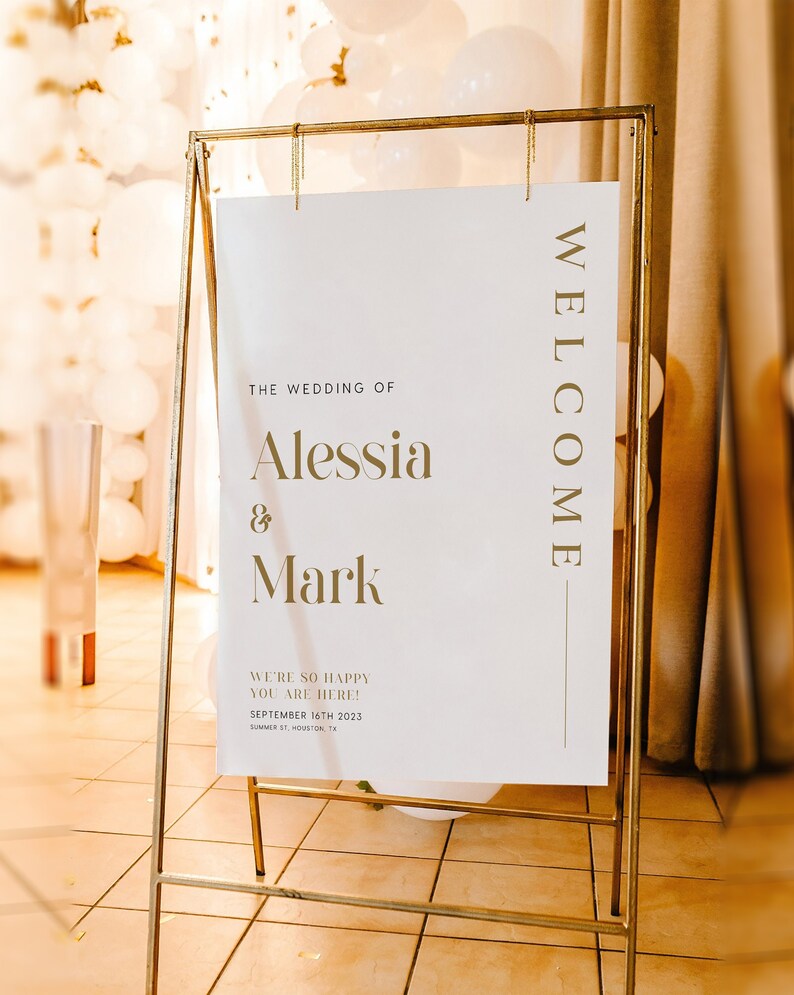 Welcome Sign Wedding Gold Welcome Sign Welcome Sign Template - Etsy