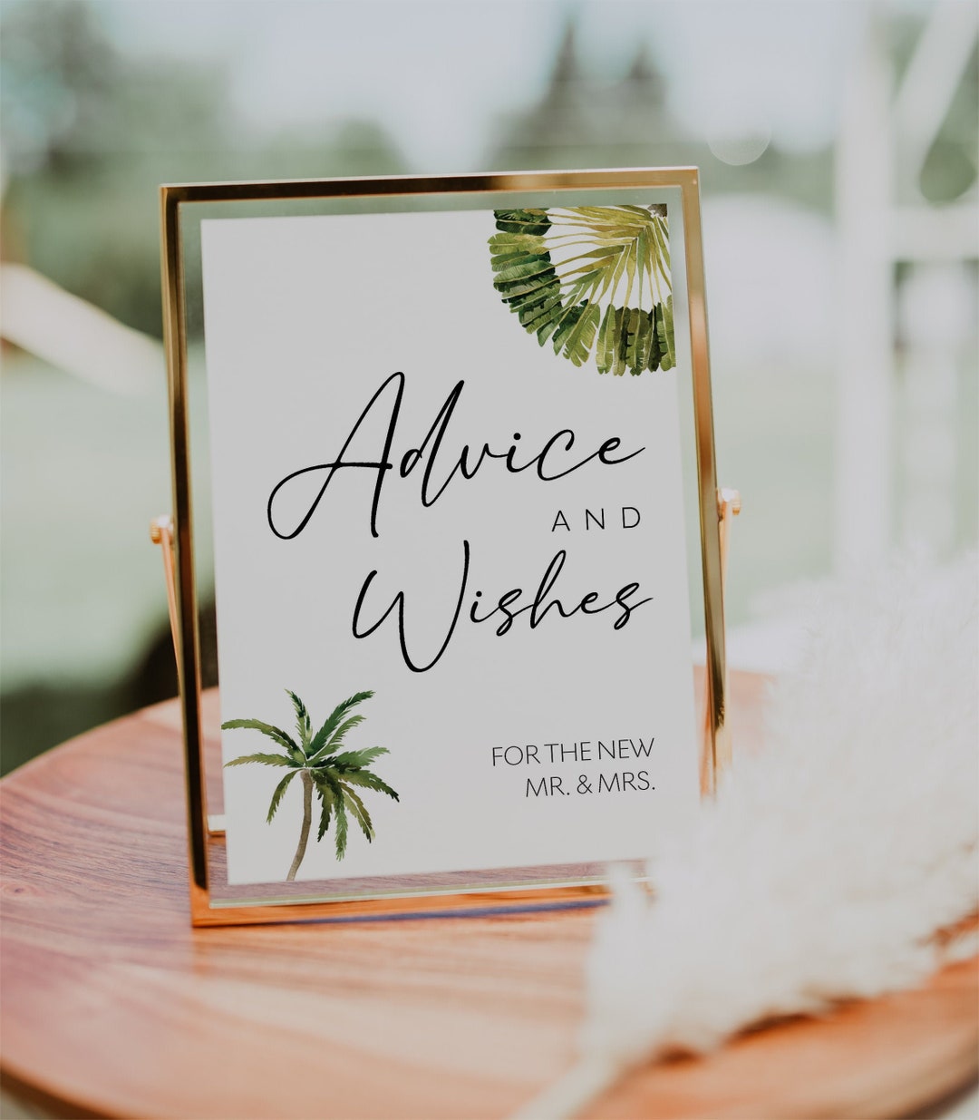 Advice and Wishes Sign, Instant Download, Tropical Wedding Sign, Advice ...
