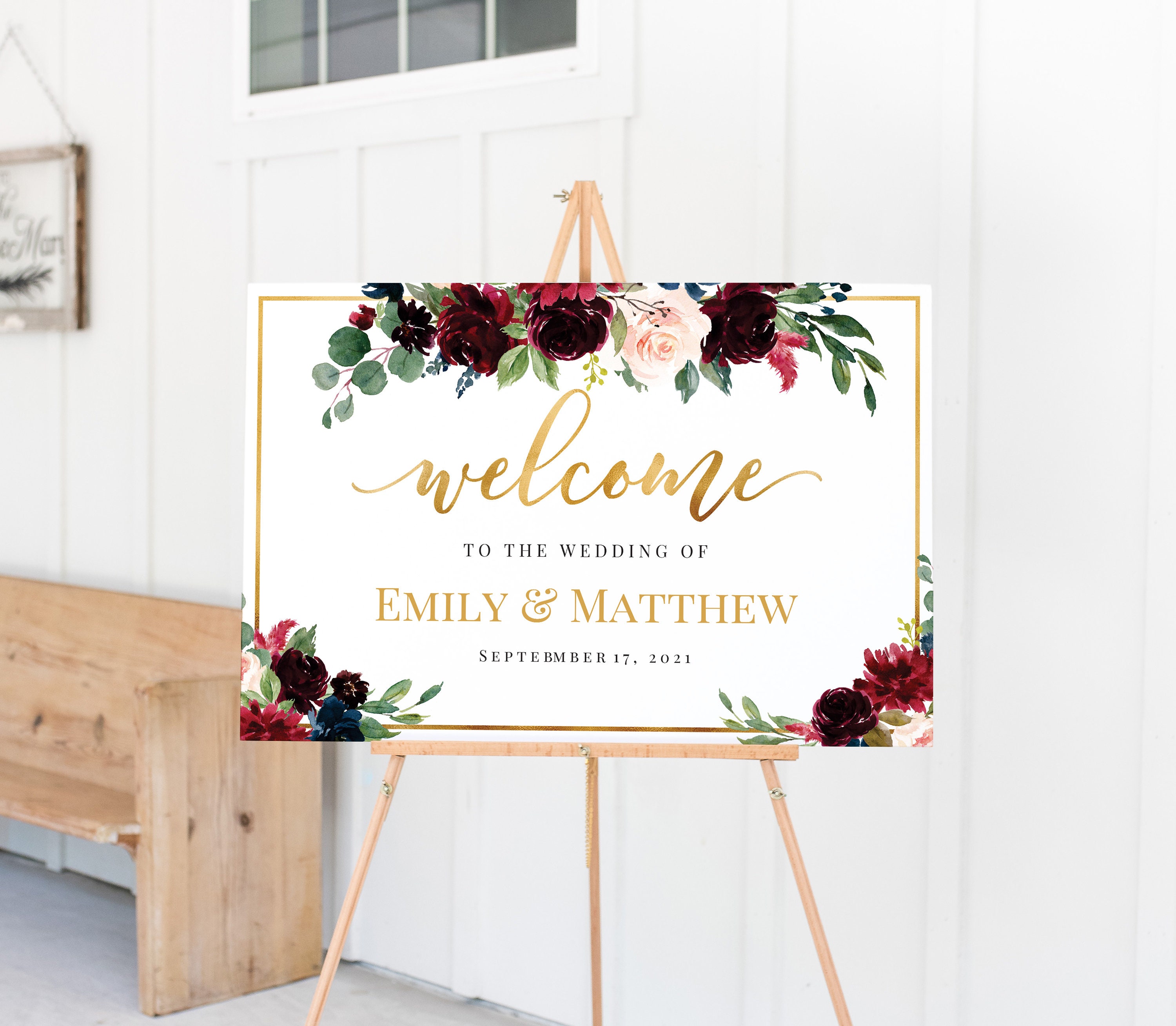 Bohemian Welcome Sign Welcome Sign Template Gold Welcome - Etsy
