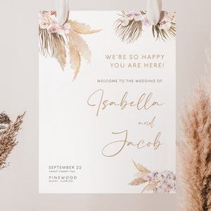Wedding Bundle, Pampas Grass Templates, Seating Chart, Welcome Sign ...