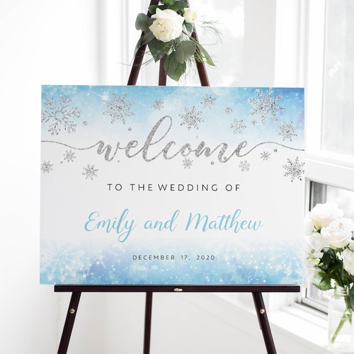 Winter Wedding Welcome Sign PRINTABLE Christmas Wedding - Etsy