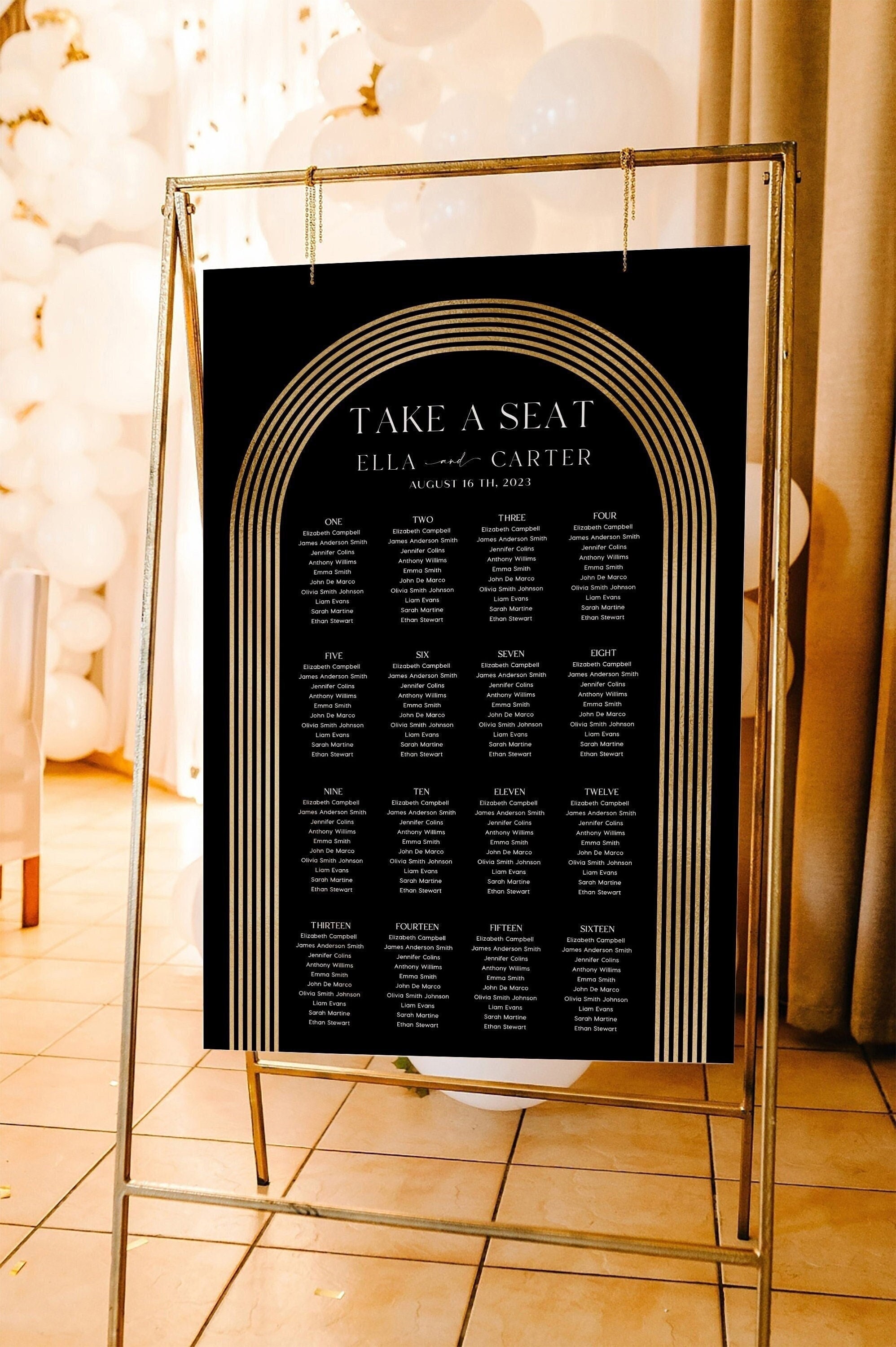 Arch Seating Chart Gold Seating Chart Template Wedding | Etsy UK