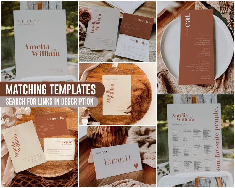 Earthy Menu Template Wedding Menu Instant Download Menu - Etsy