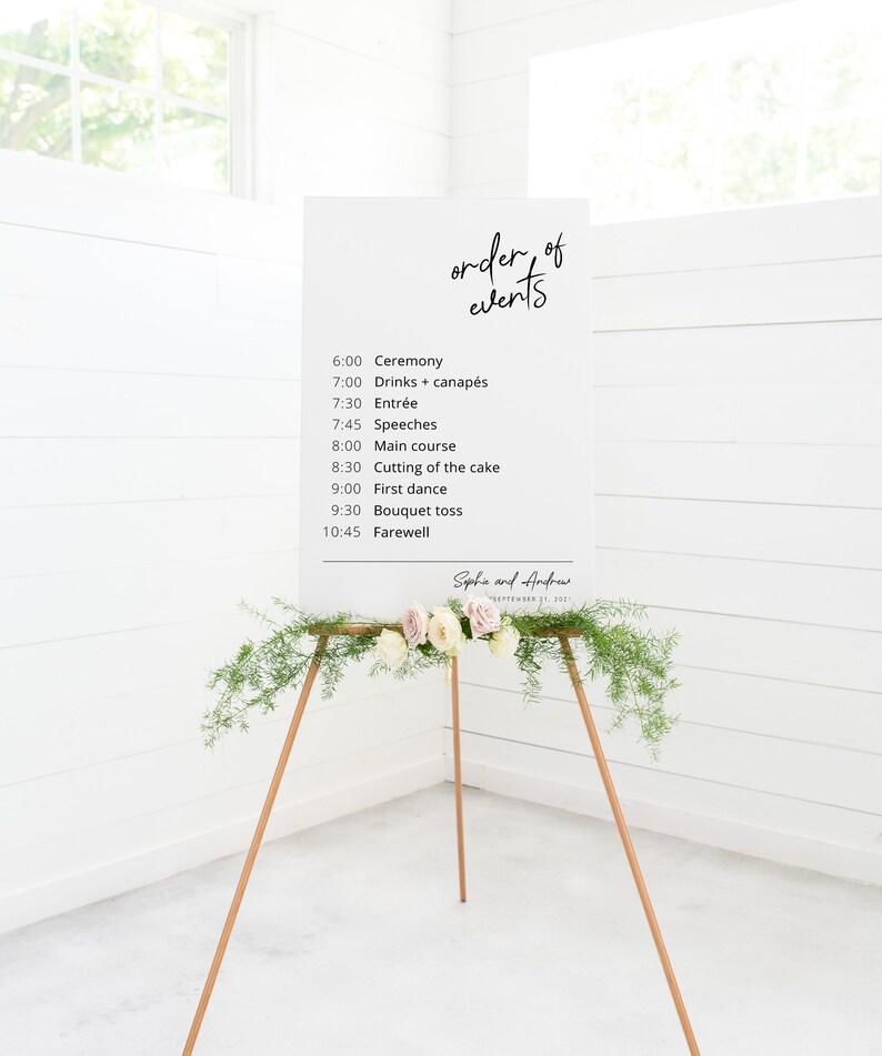 Order of Events Wedding Sign Template Minimalist Wedding Sign - Etsy