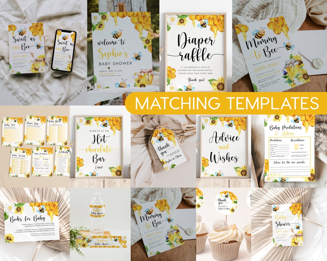 Mimosa Bar Sign Baby Shower Mimosa Bar Template Honey Bee | Etsy