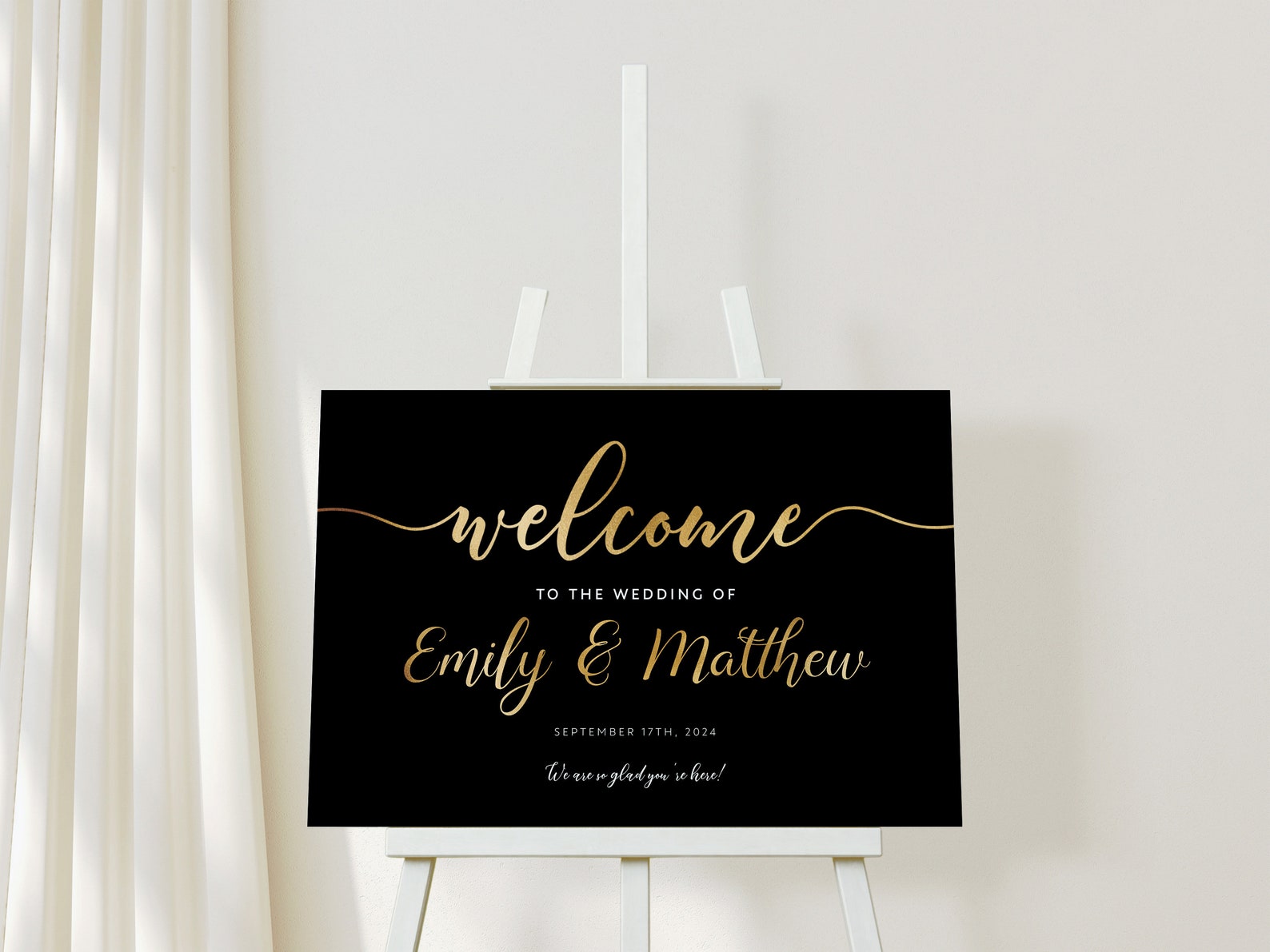 Black Wedding Welcome Sign Black and Gold Wedding Sign Gold - Etsy