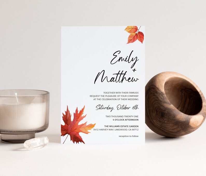 Autumn Wedding Invitation Set Fall Wedding Invitation - Etsy