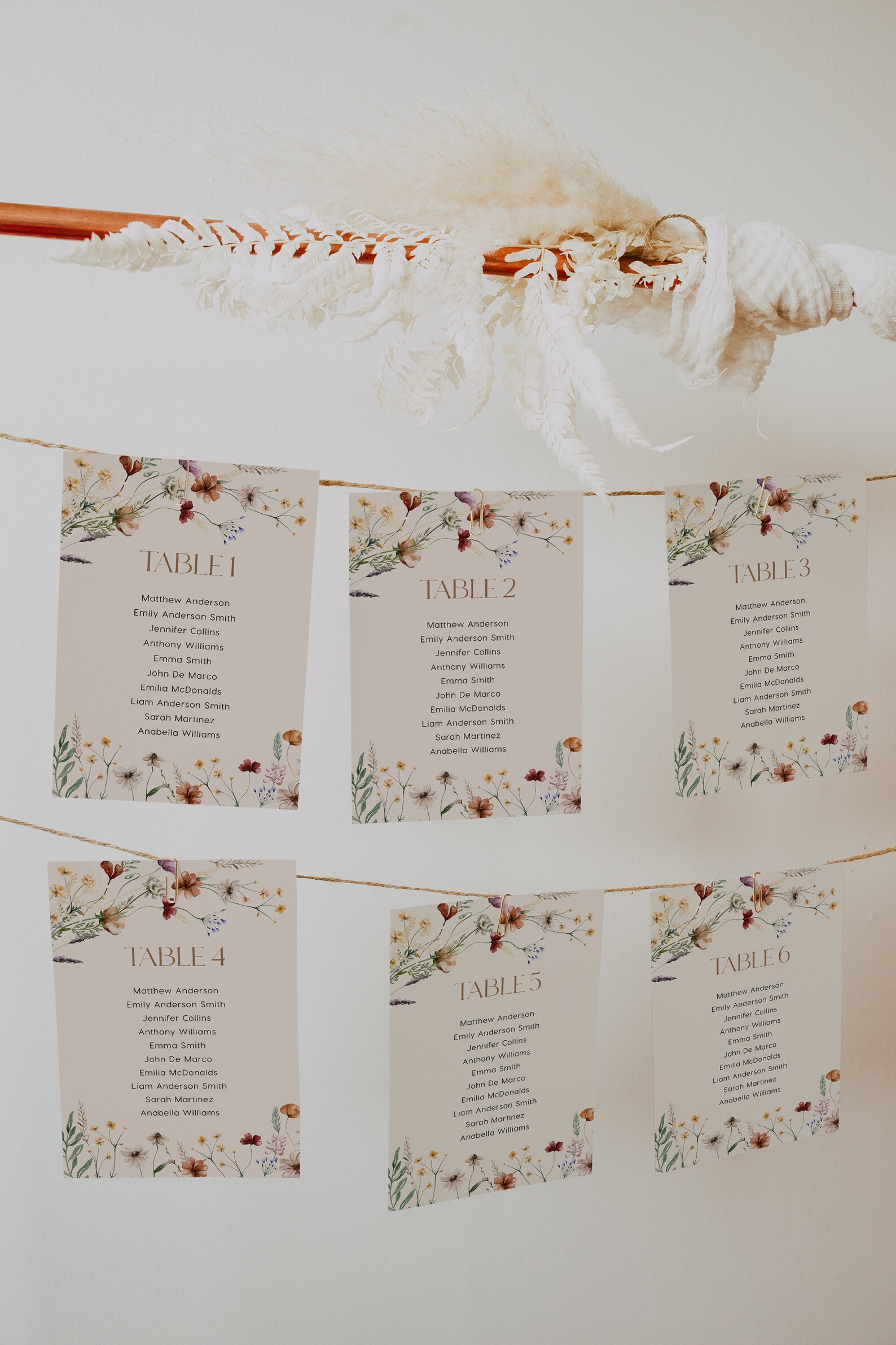 Hanging Seating Cards Floral Seating Chart Seating Cards - Etsy