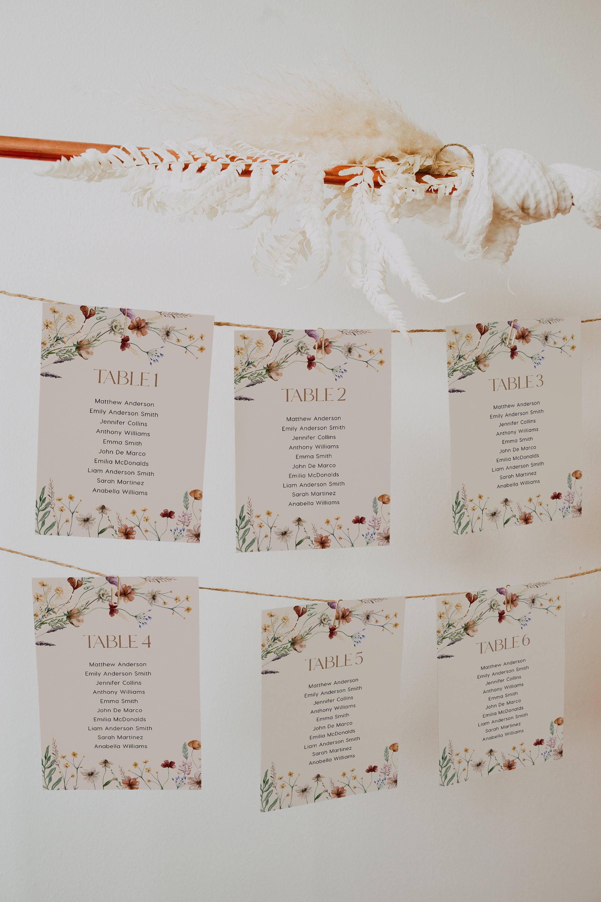 Hanging Seating Cards Floral Seating Chart Seating Cards - Etsy