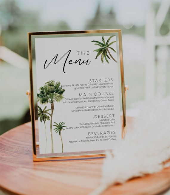 Menu Sign Tropical Menu Sign Tropical Menu Template Instant - Etsy