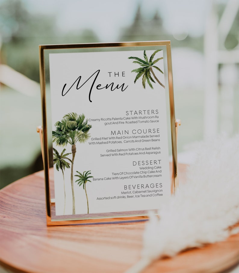 Menu Sign Tropical Menu Sign Tropical Menu Template Instant - Etsy